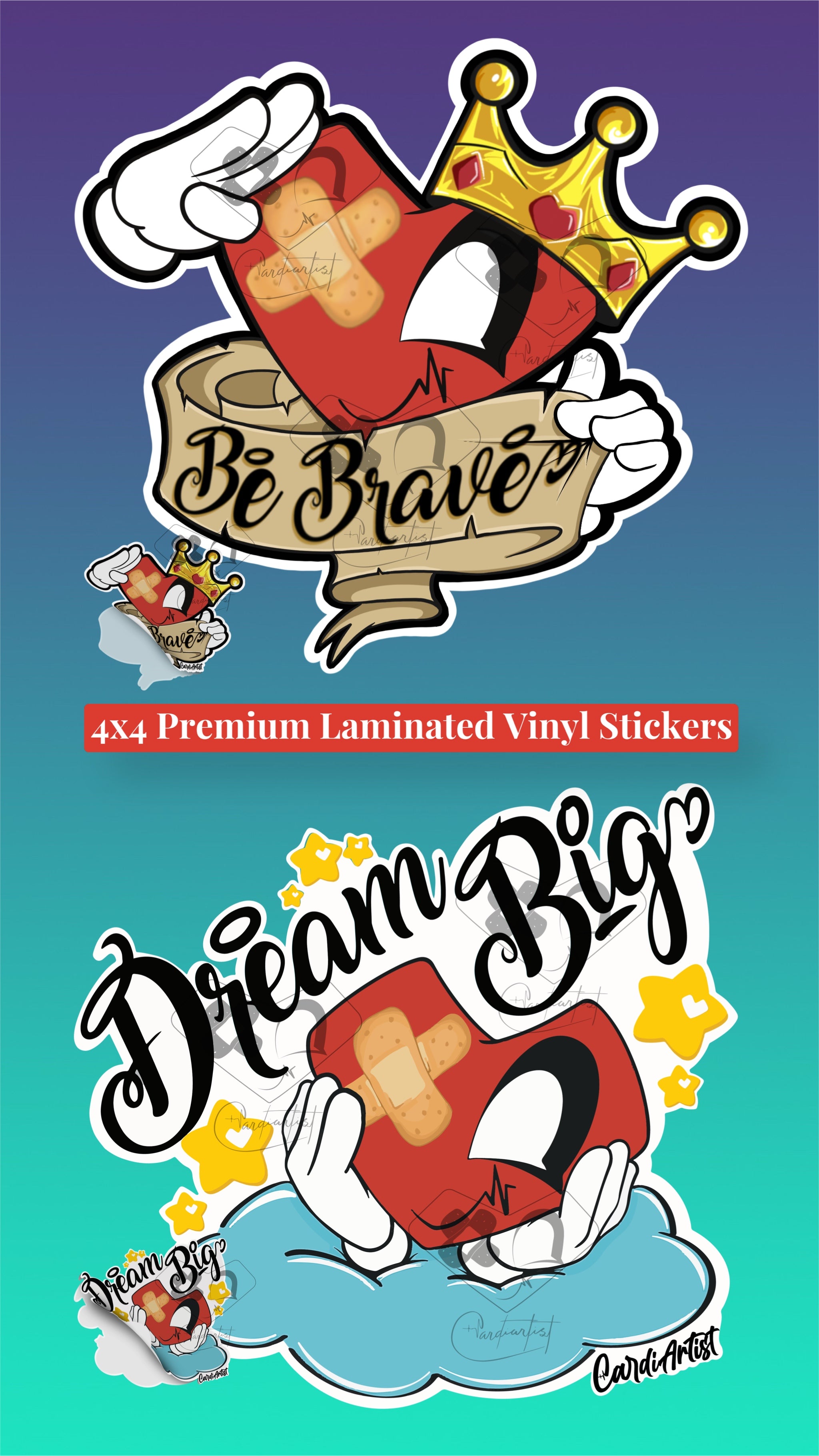 Be Brave & Dream Big Sticker pack – Cardiartist